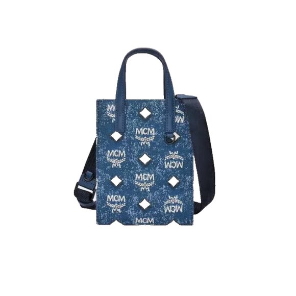 MCM | Bags | Mcm Aren Tote In Vintage Denim Jacquard Brand New | Poshmark